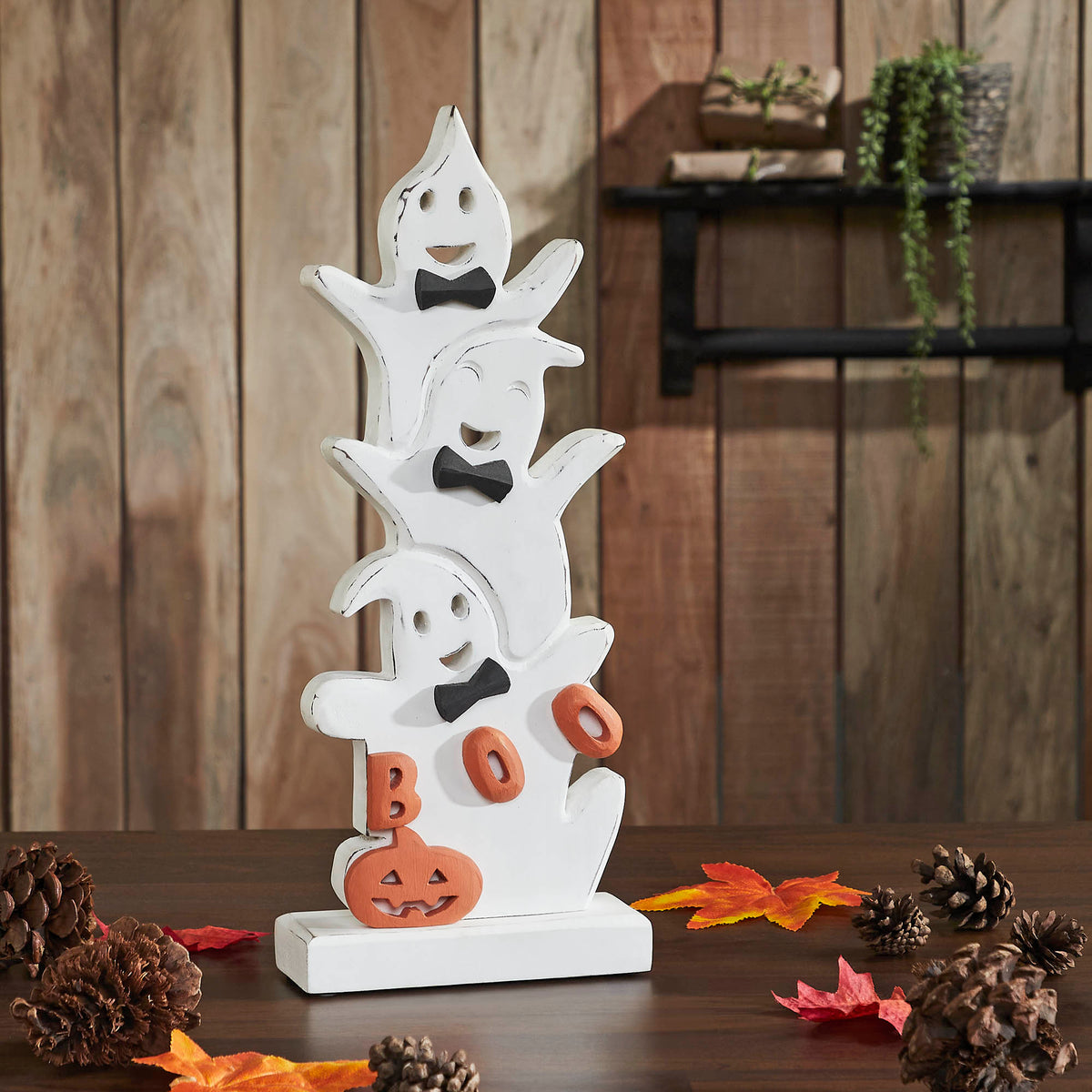 Ghost Stack BOO Wooden Figurine 16x6.5x2 – VHC Brands Home Decor