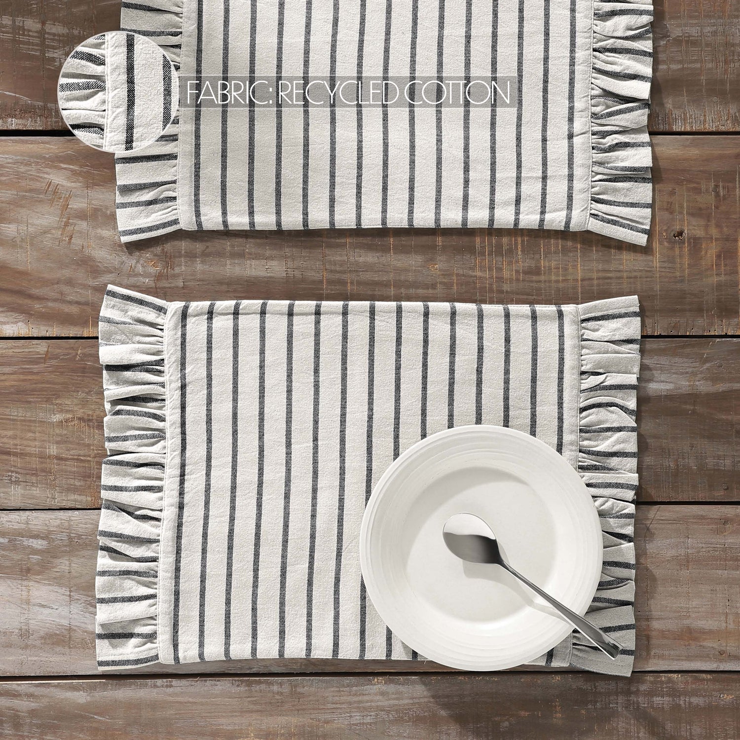 Kaila Ticking Stripe Ruffled Placemat Set of 2 13x19 – VHC Brands Home ...