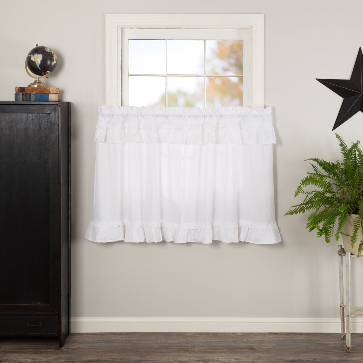 Muslin Ruffled Bleached White Tier Set of 2 L36xW36 – VHC Brands Home Decor