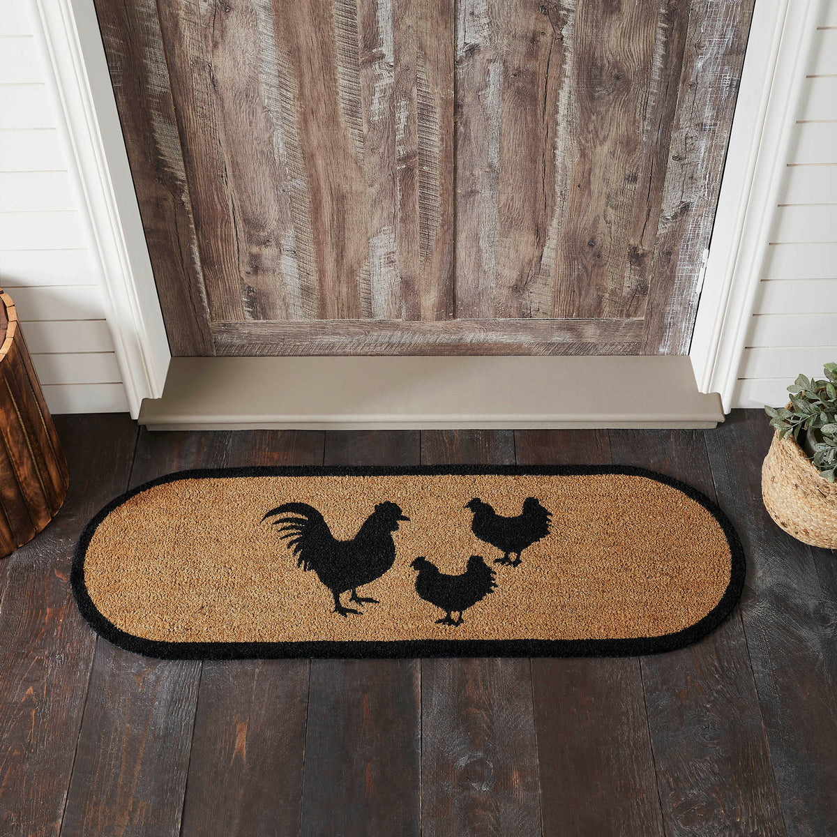 Down Home Rooster & Hens Coir Rug Oval 17x48 – VHC Brands Home Decor