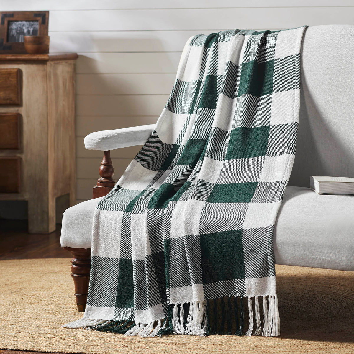 Annie Buffalo Check Hunter Green Woven Throw 50x60 – VHC Brands Home Decor