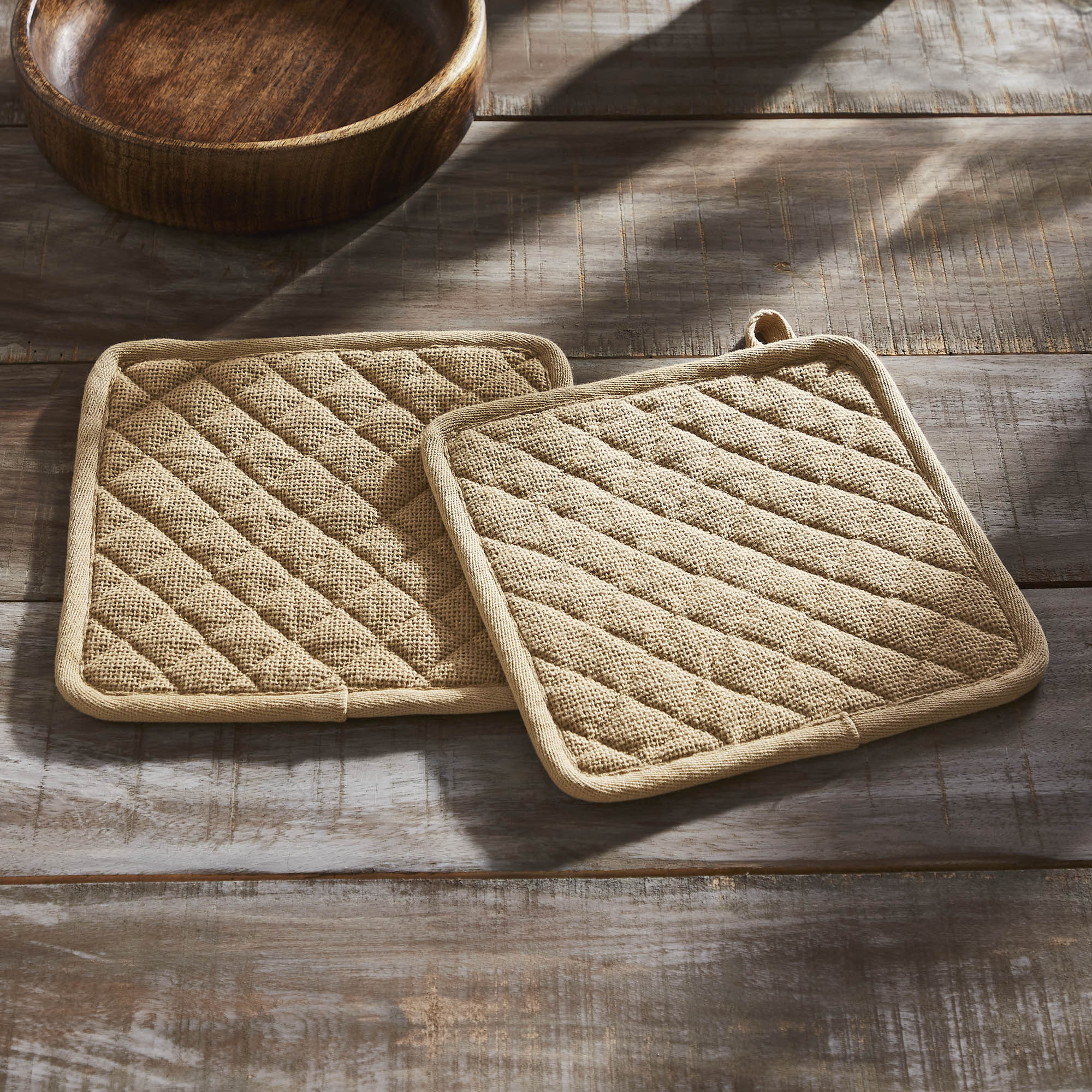 VHC Brands Cotton Pot Holder Set of 2, Heat Resistant, Kitchen Pothold ...