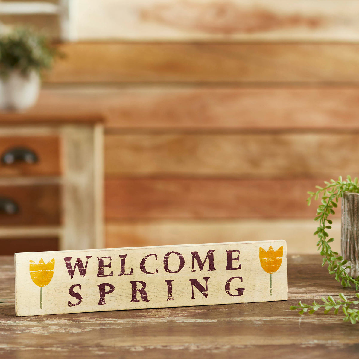 Welcome Spring Wooden Sign 3x14 – VHC Brands Home Decor