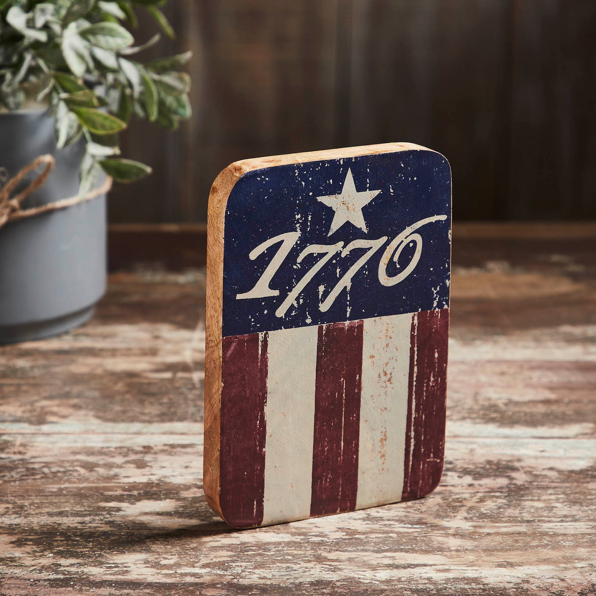 VHC Brands Patriotic 1776 Flag Stripes Wooden Sign 7x5, Independence D ...