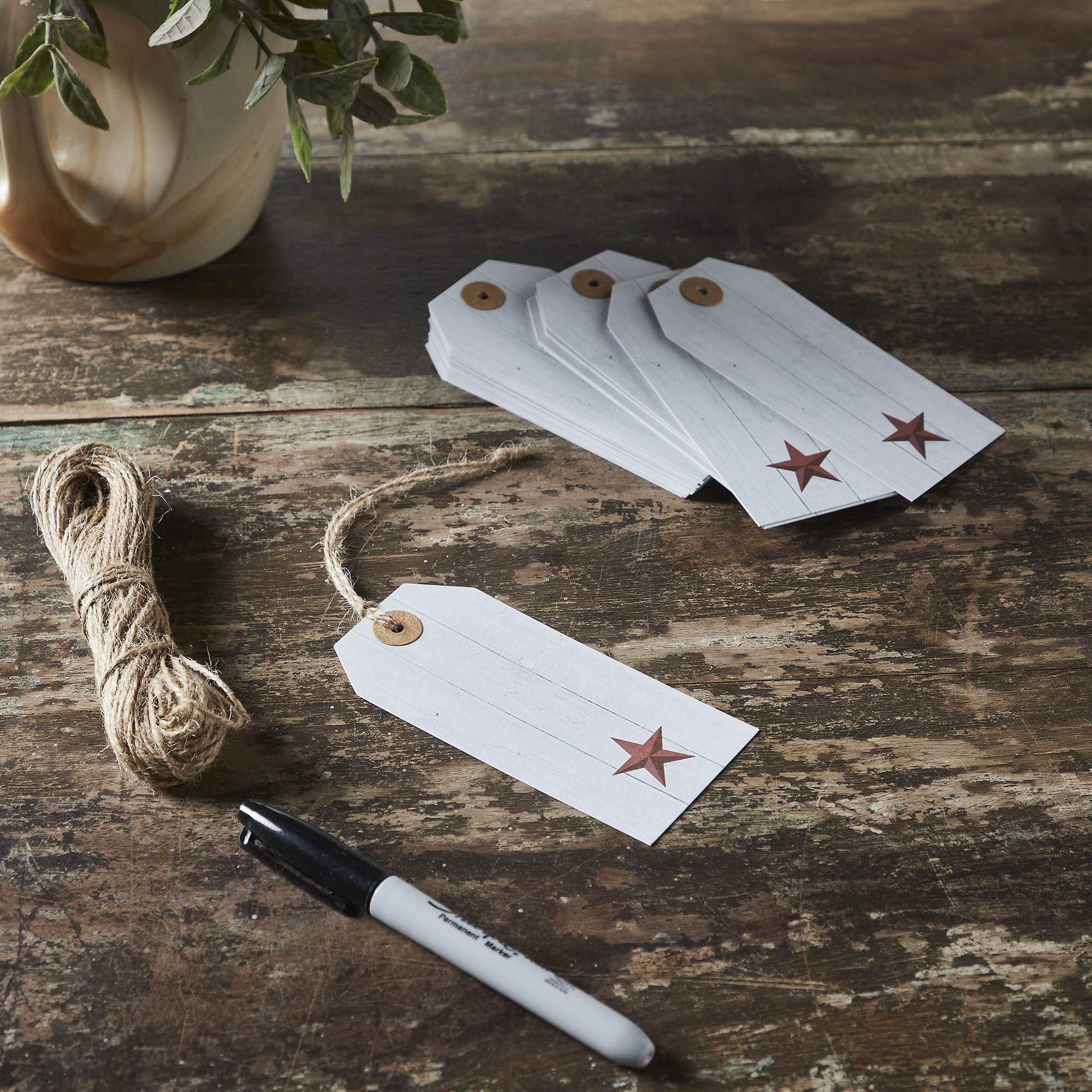 VHC Brands Patriotic Faceted Barn Star Barnwood Paper Tag, Barn Red 4 ...