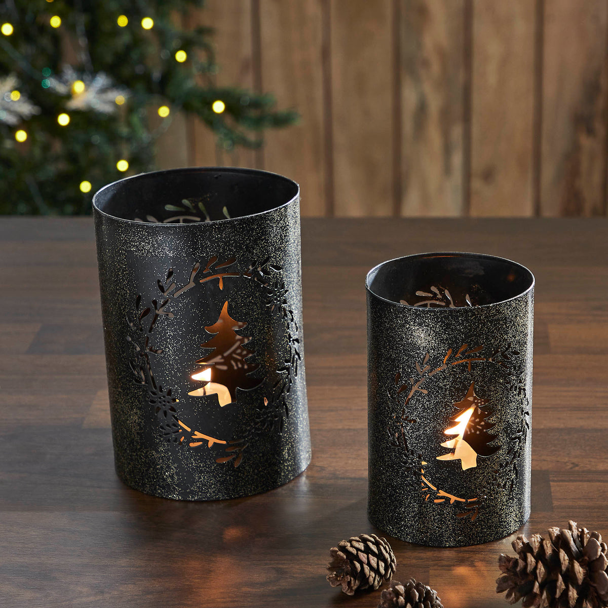 Votive Candle Holder Christmas Tree Wreath Set of 2 – VHC Brands Home Decor