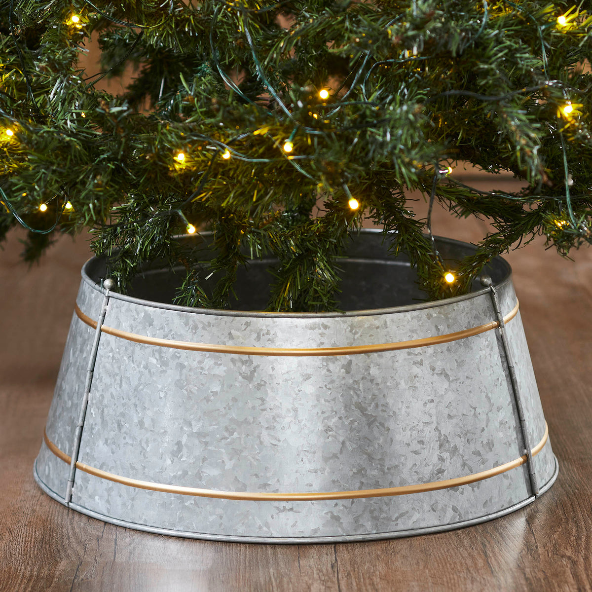 Christmas Tree Collar Metal Galvanized 8x20x20 – VHC Brands Home Decor