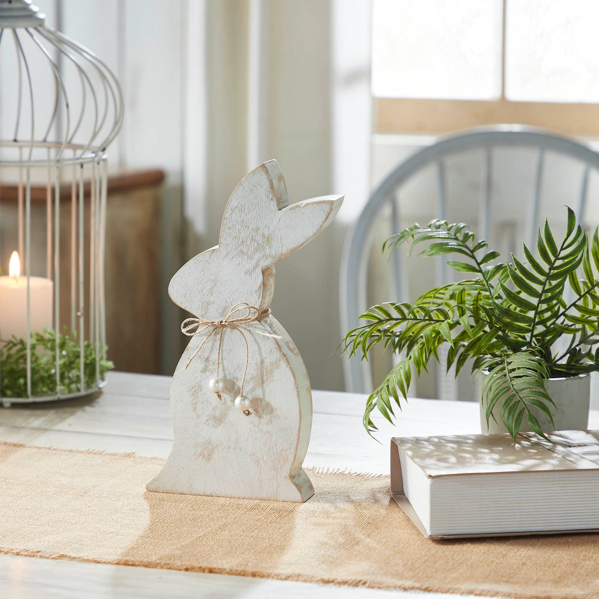 Spring In Bloom Wooden Upright Bunny Silhouette w/ Twine 11.5x6x1.5 ...