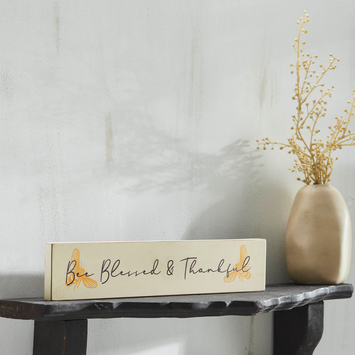 Buzzy Bees Bee Blessed & Thankful MDF Wall Sign 3x14x0.75 – VHC Brands ...