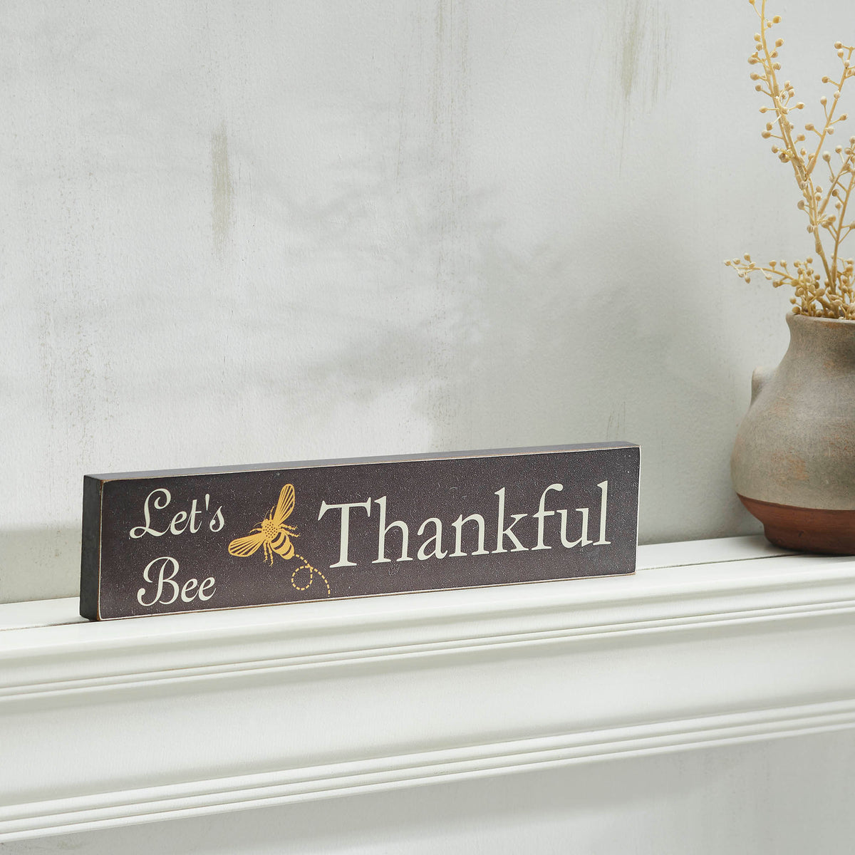 Buzzy Bees Let's Bee Thankful Grey MDF Wall Sign 3x14x0.75 – VHC Brands ...