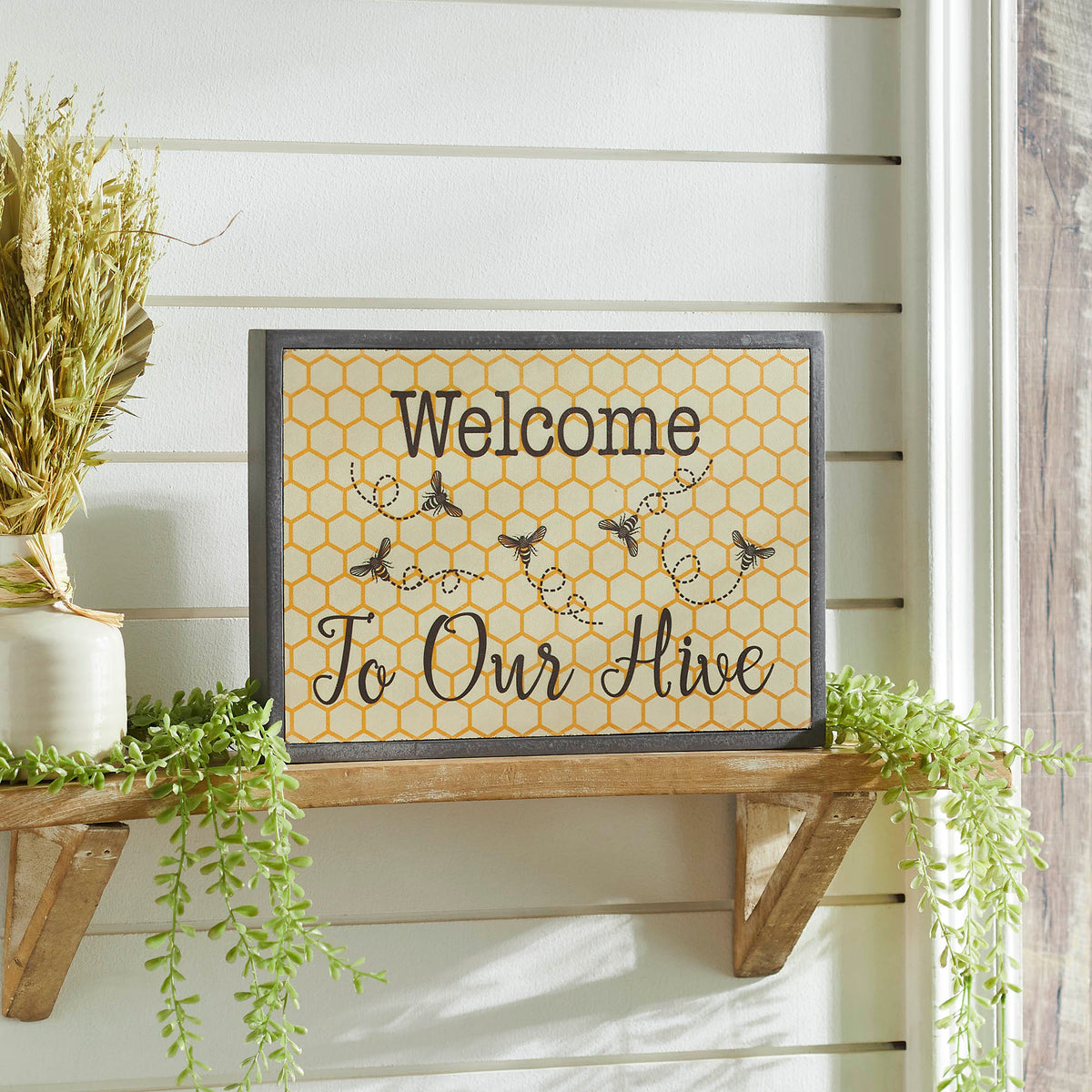 Buzzy Bees Welcome To Our Hive MDF Framed Wall Sign 9x13x1 – VHC Brands ...