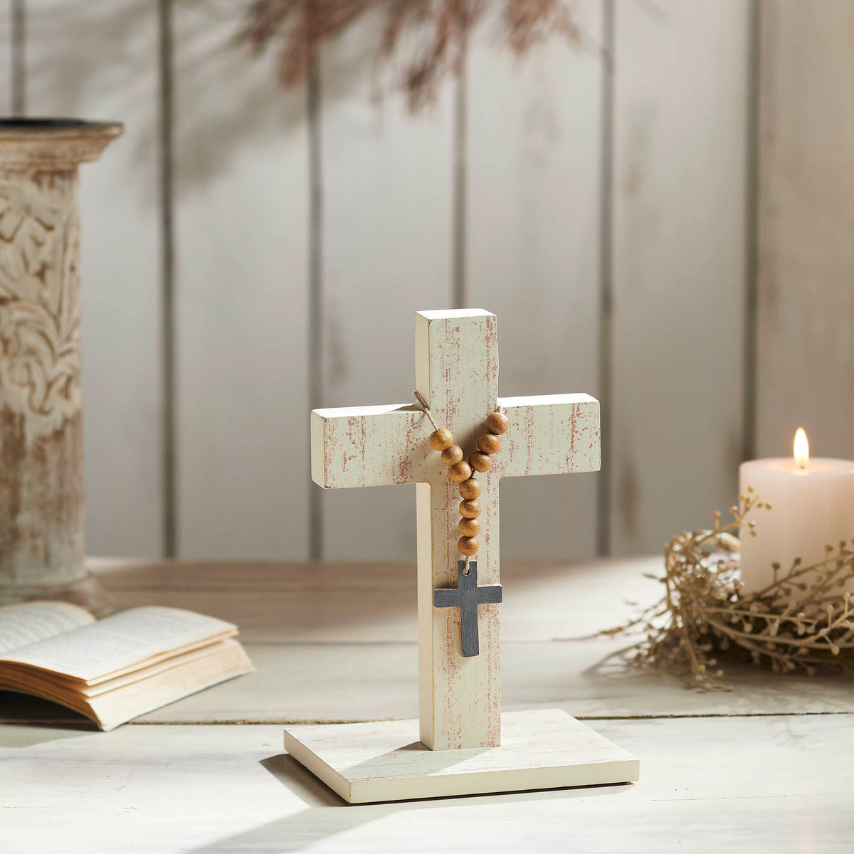 Celebrate Grace MDF Cross w/ Wooden Bead Ornament 9.75x6x5 – VHC Brands ...