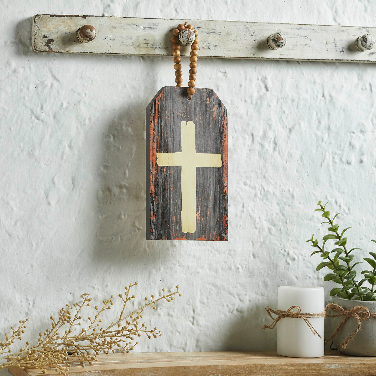 Celebrate Grace Cross w/ Beaded Twine MDF Tag Ornament 9x5x0.75 – VHC ...