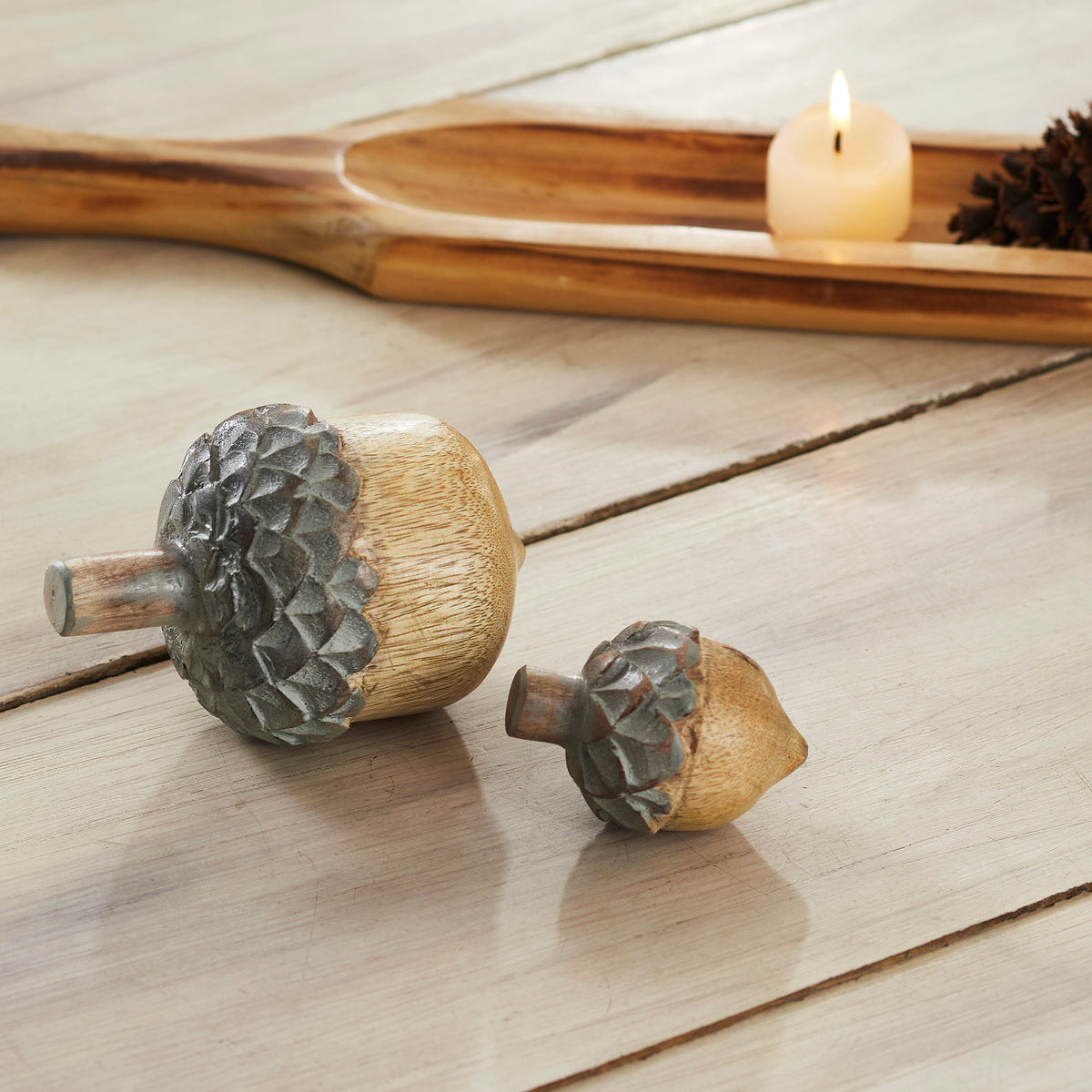 Wooden Acorn Set of 2 - 2.75 and 4.5 inch – VHC Brands Home Decor
