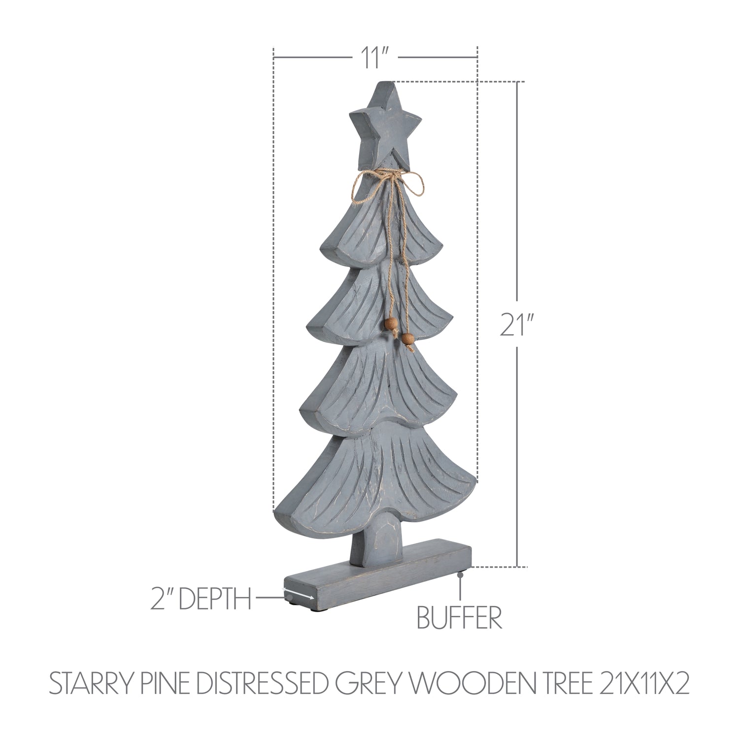 VHC Brands 3PC Starry Pine Distressed Grey Wooden Tree ,Small Meduim a ...
