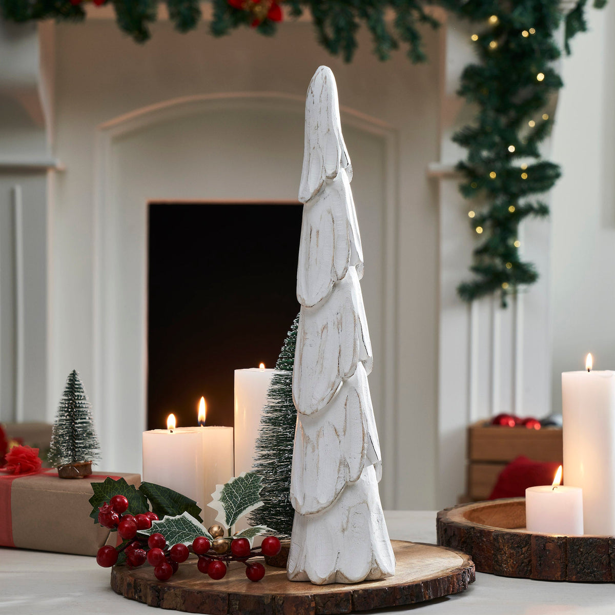 Distress White Wooden Cone Tree – VHC Brands Home Decor
