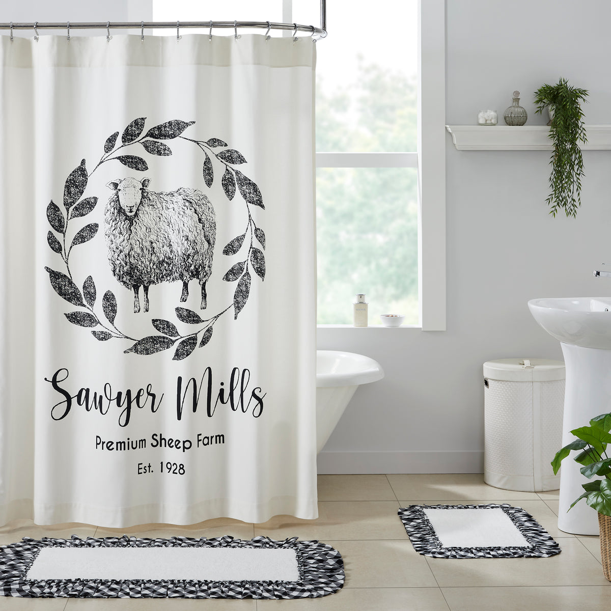 Sawyer Mill Black Sheep Shower Curtain 72x72 – VHC Brands Home Decor