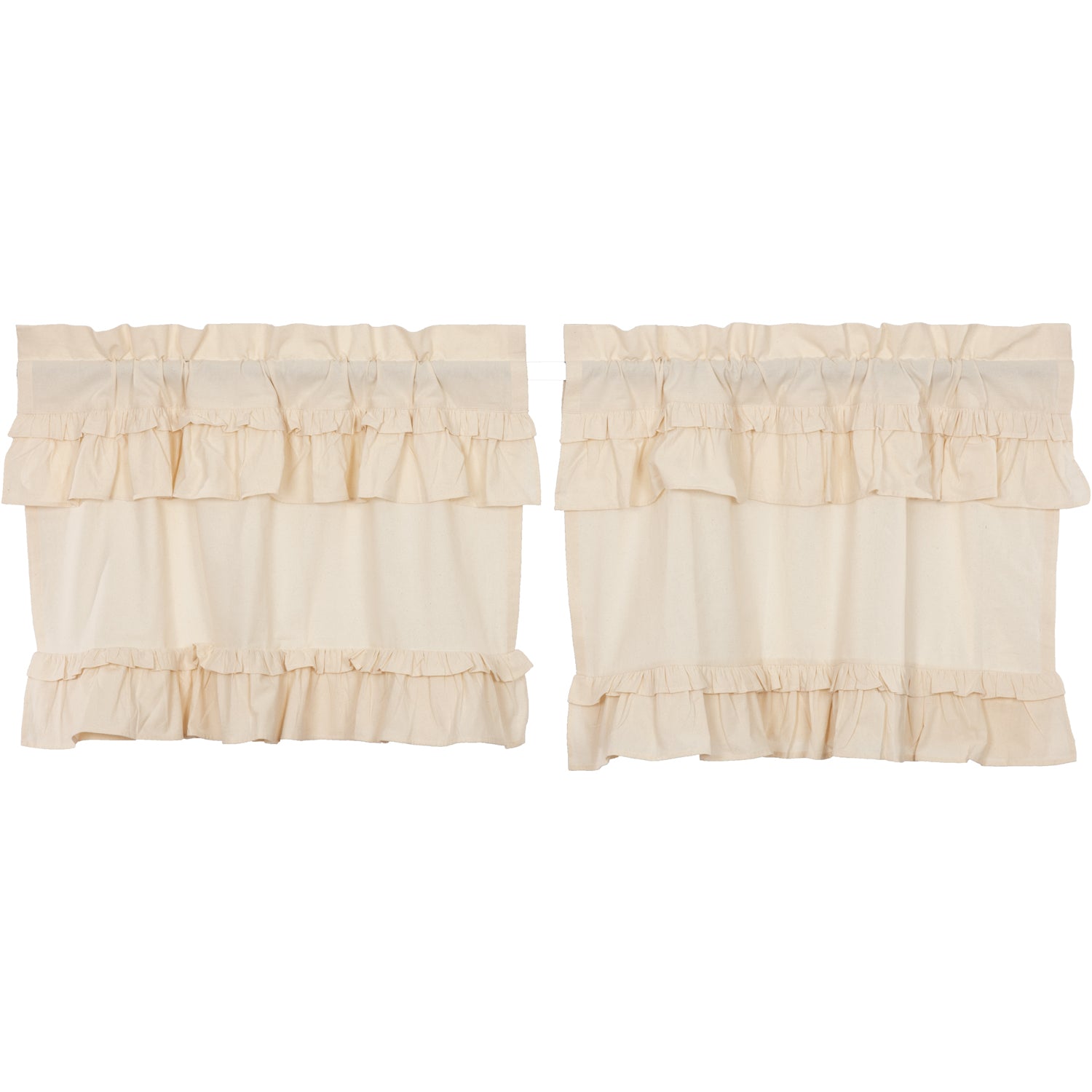 Farmhouse Tier Set Muslin Ruffled Cafe Kitchen Window Curtains VHC Bra ...