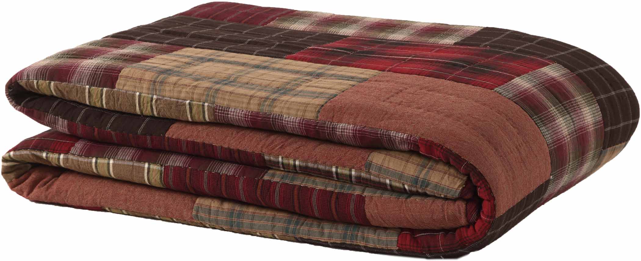 Rustic Quilt Wyatt Patchwork Cotton Red Brown Tan Lodge Country Beddin ...