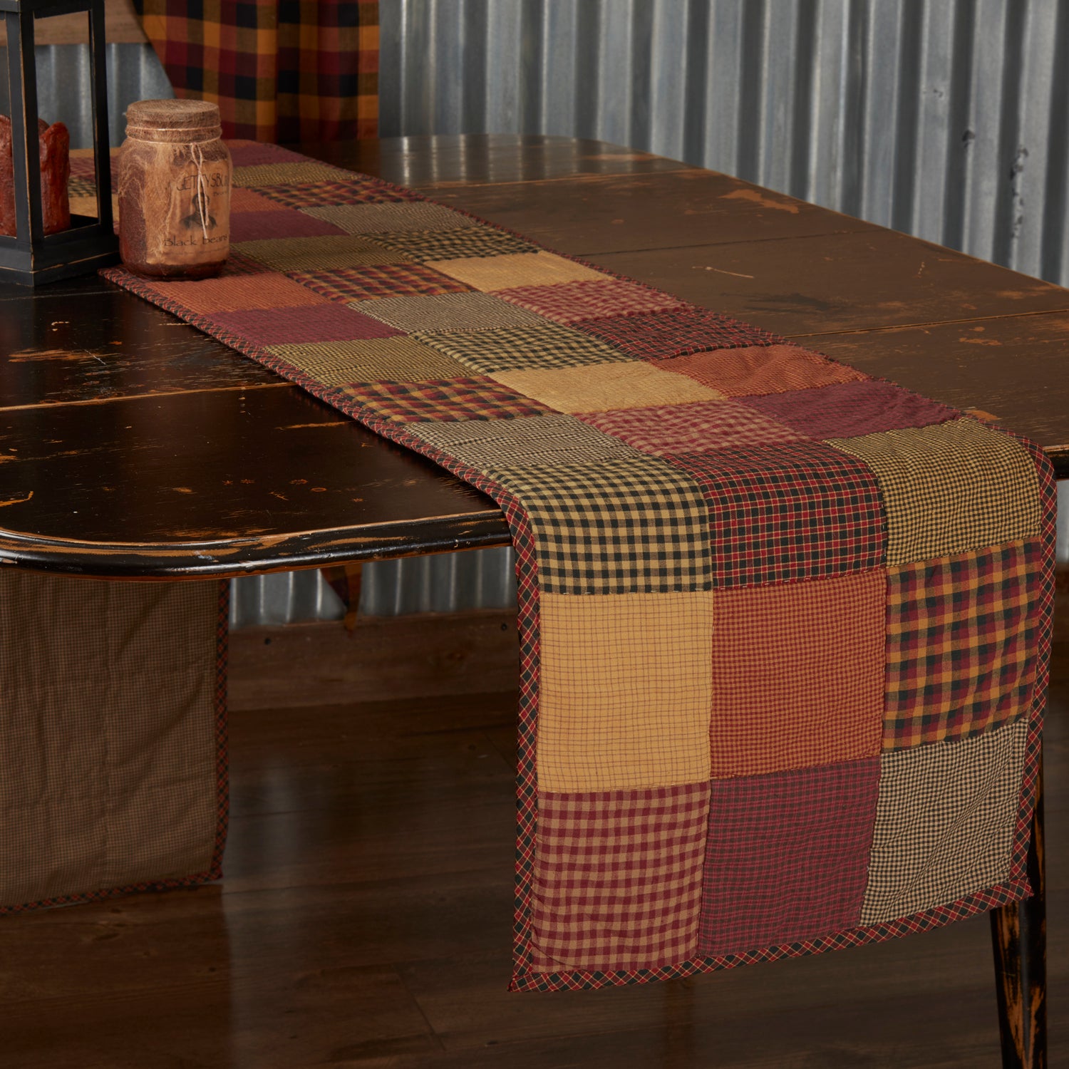 Primitive Table Runner Heritage Farms Patchwork Quilted Cotton VHC Bra ...
