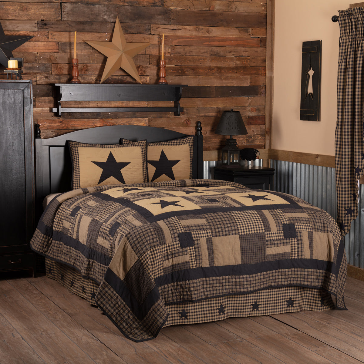 Black Check Star Quilt Set, Quilt w/ Sham – VHC Brands Home Decor